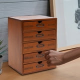 Fichiouy 5-Layer Drawer Storage Cabinet Retro Wood Table Top Desk Shelf ...