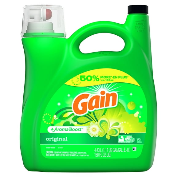 Original Gain Laundry Detergent, 64 Loads, 100 Fl Oz OXI Power Infused ...