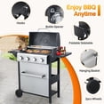 4 Burner Propane Gas Grill with Side Burner, 34200 BTU Outdoor Grill ...