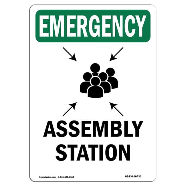 SignMission OS-EM-A-1218-V-10433 12 x 18 in. OSHA Emergency Sign ...