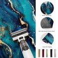 Blue Black Marble Texture Round Rug 5ft Abstract Modern Style Washable ...