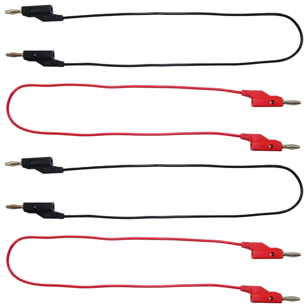 2 Pack of Red and Black Banana to Banana Test Lead Sets - 18 Gauge, 24 ...