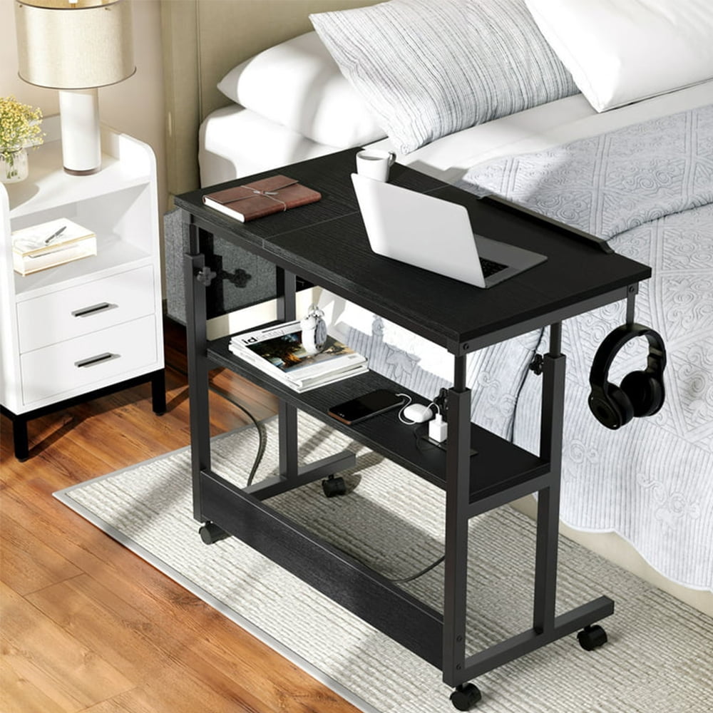 Portable Rolling Computer Desk Height Adjustable Standing Table with ...