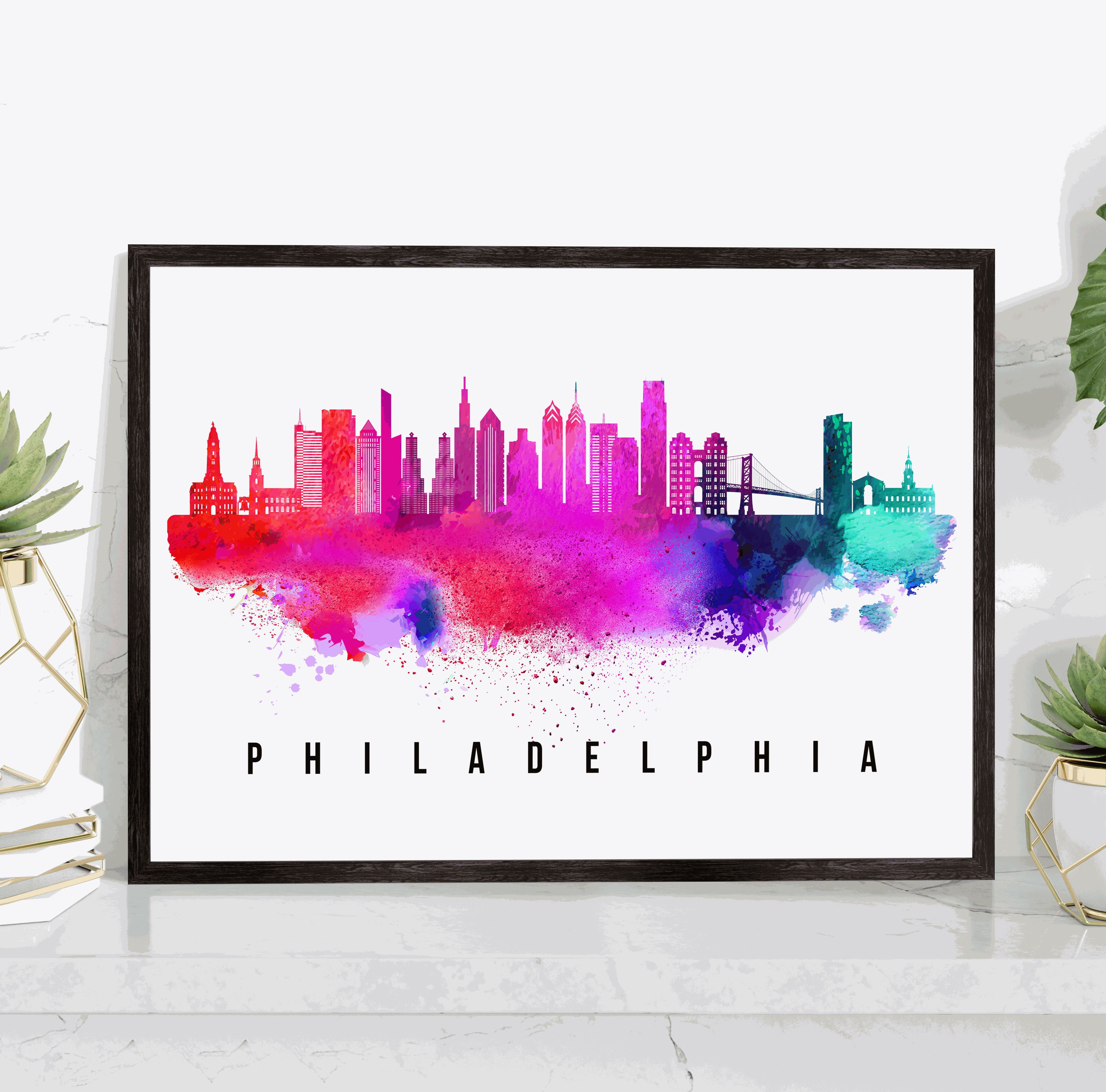 Pera Print Philadelphia Skyline Pennsylvania Poster, Philadelphia ...