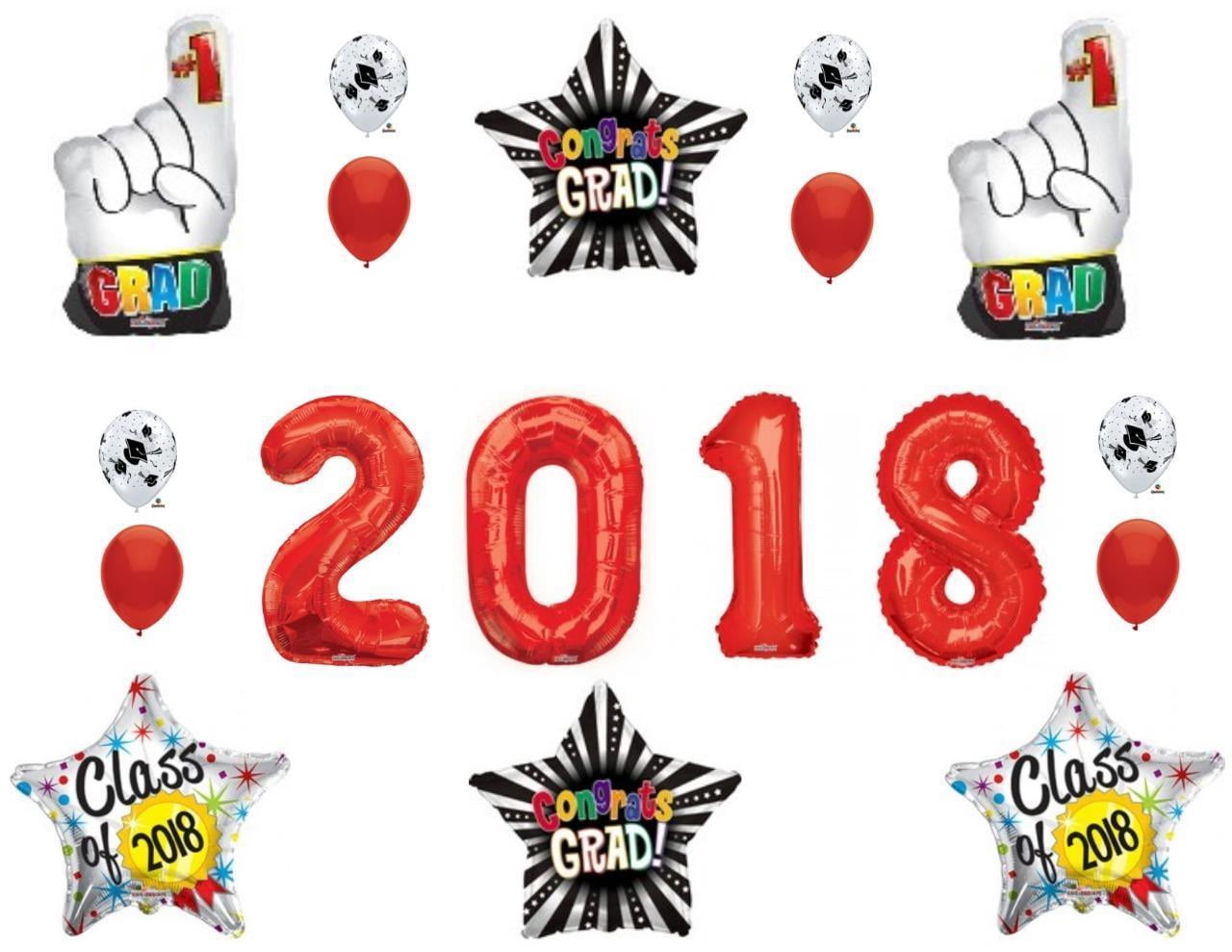 Red XL Numbers CLASS OF 2018 Graduation Party Balloons Decoration ...