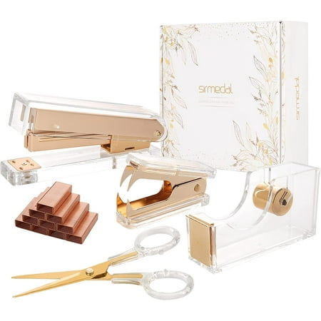 Modern Acrylic Gold Desk Stationery Bundle Kit - Set of 6.5inch Scissor ...