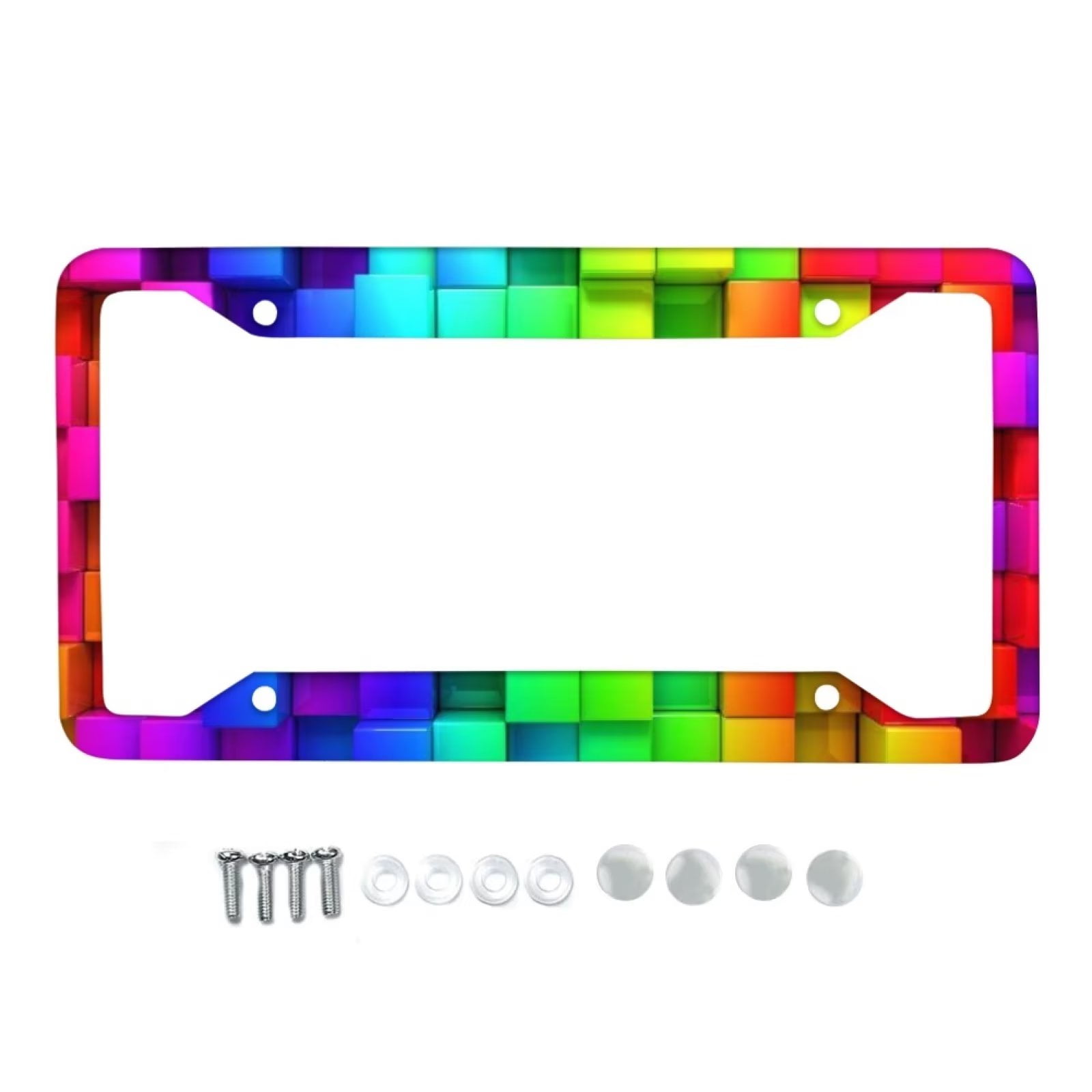 Diaonm Colored Geometric Block License Plate Frame for Women Men ...