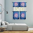 Blue Wave Floral Kitchen Curtains Set for Windows, Modern Abstract ...