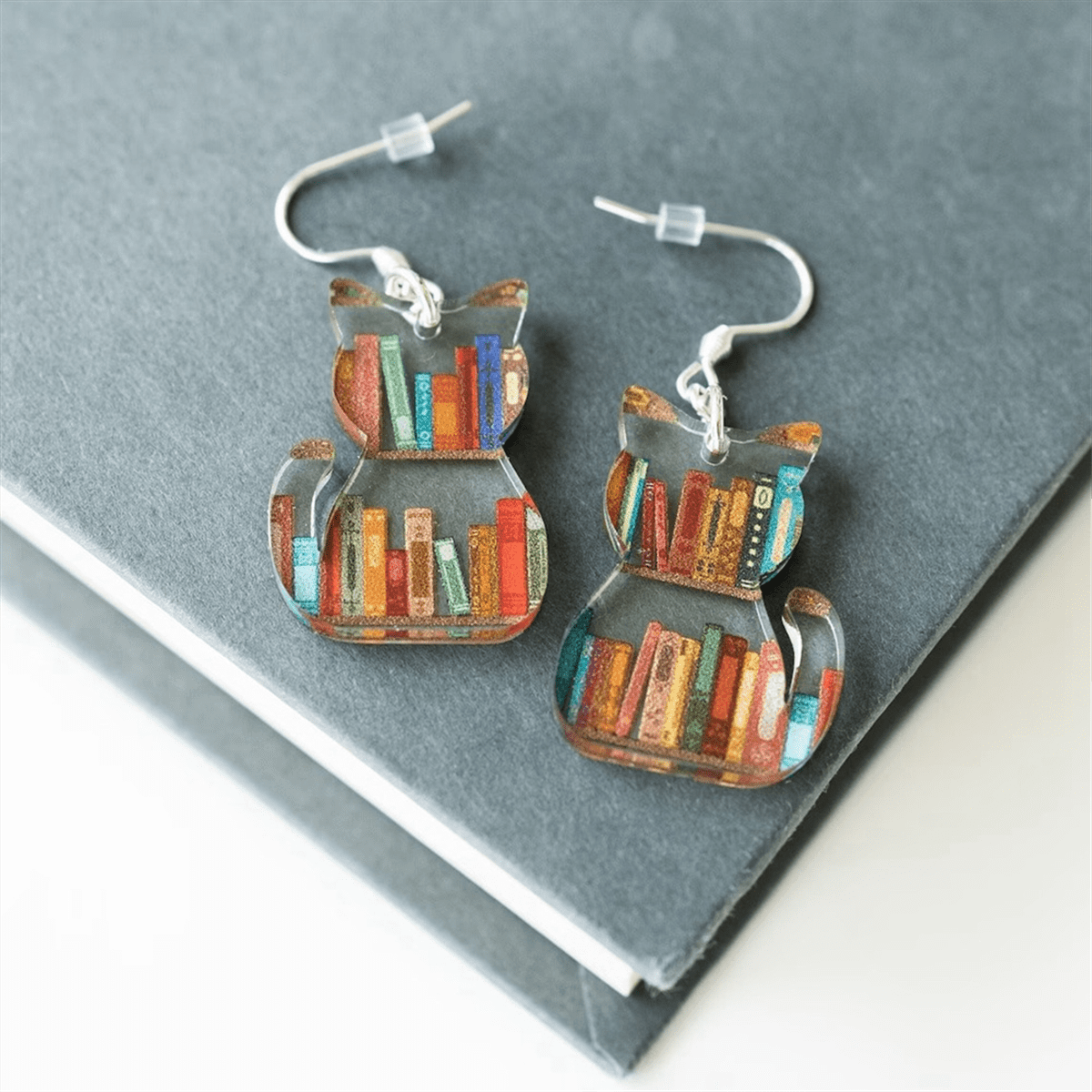 Click here for Unbranded Fun Earrings Cats Book Shelf Earrings pi... prices
