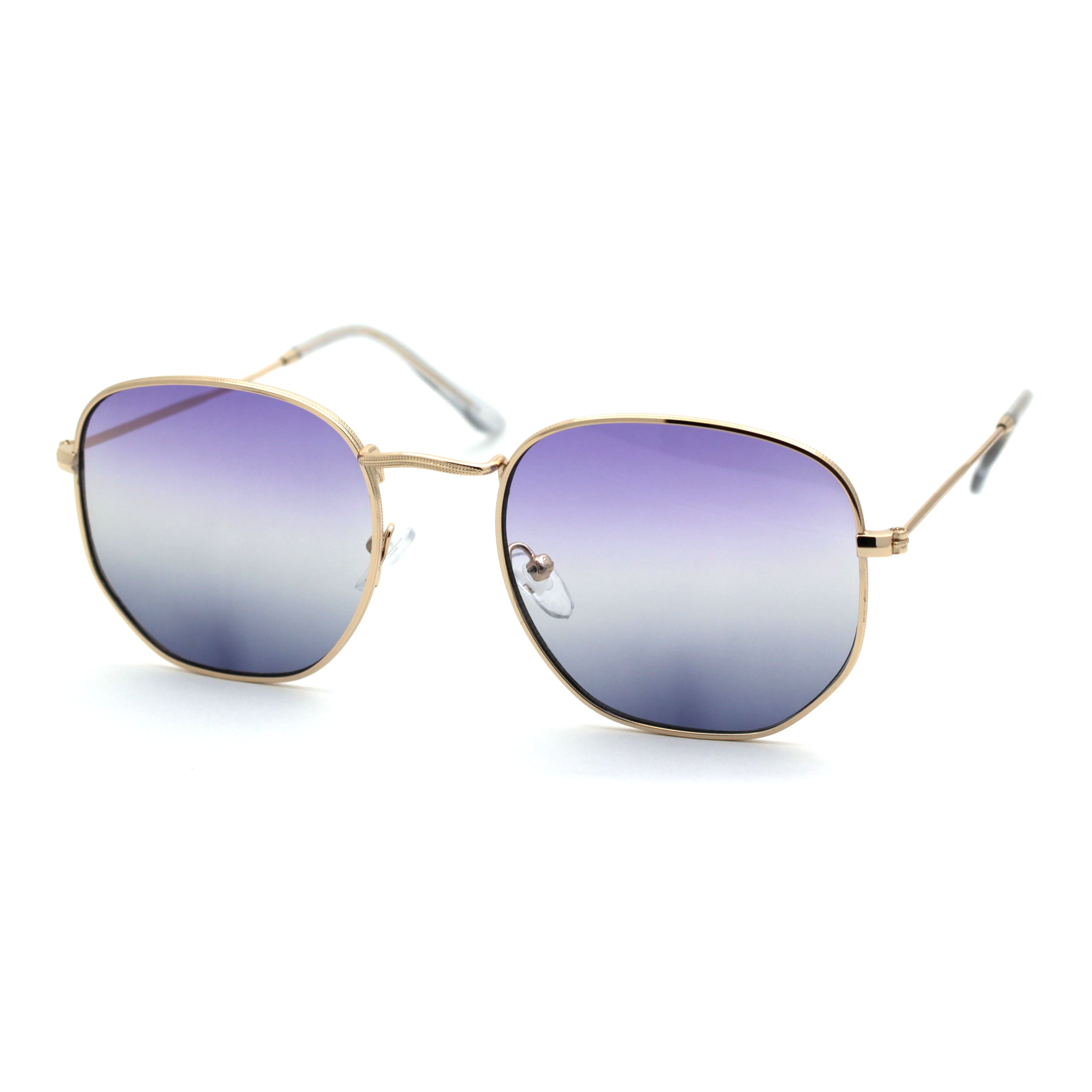 Mens Hippie Pimp Tiedye Lens Rectangular Dad Metal Rim Sunglasses Gold ...