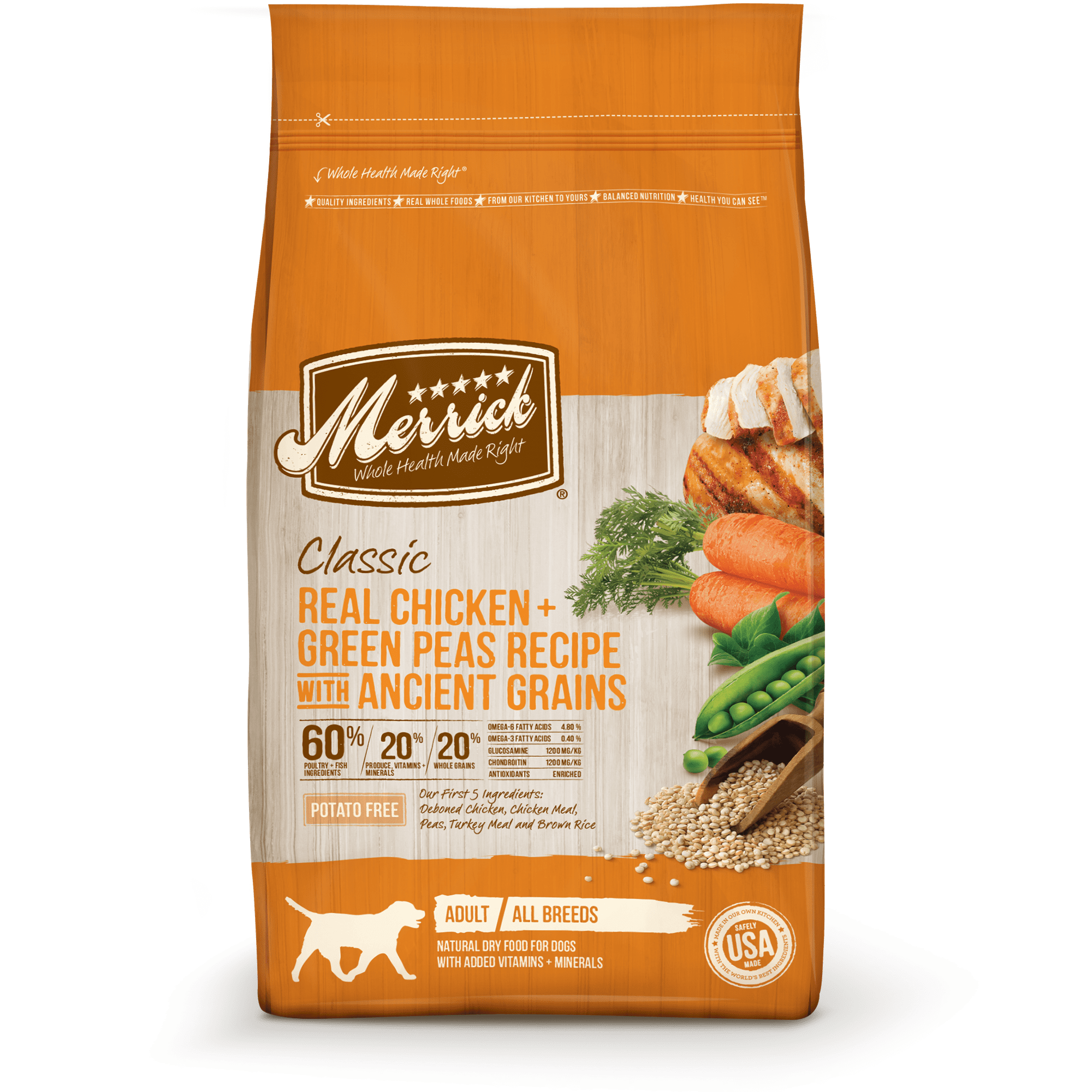 Merrick Classic Real Chicken, Green Peas + Ancient Grains Dry Dog Food ...