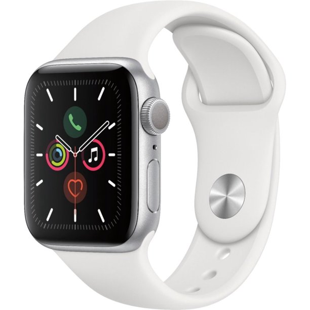 Restored Apple Watch Series 5 (GPS, 40MM) Silver Case + White Sport ...