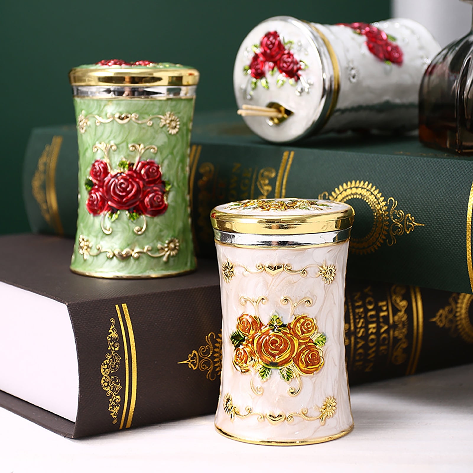 Toothpick Holder Vintage Embossed Toothpick Dispenser Large Capacity ...