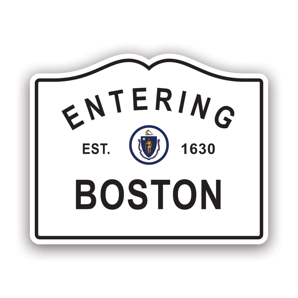 Entering Boston Sign Sticker Decal - Self Adhesive Vinyl - Weatherproof ...