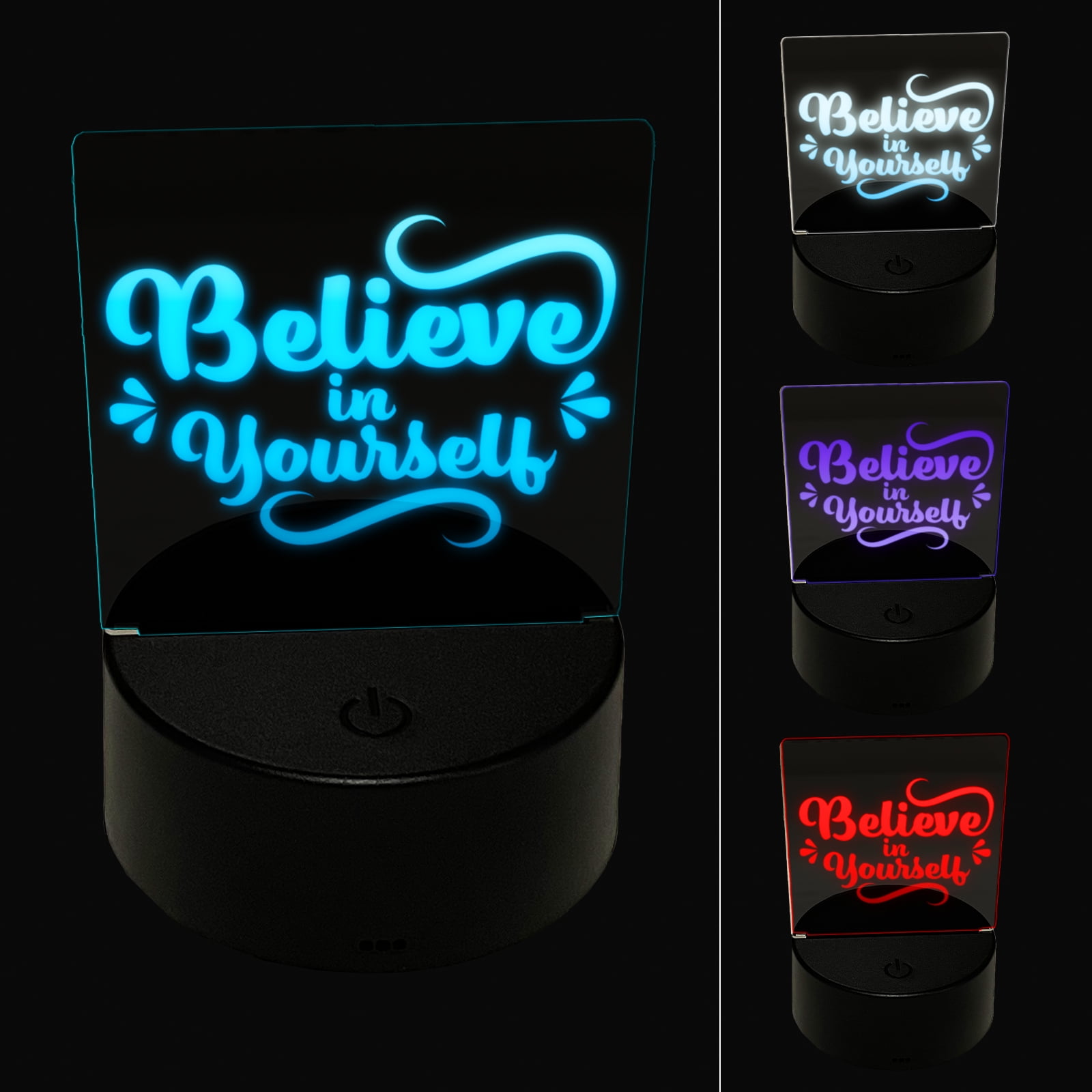 Believe in Yourself Motivational LED Night Light Sign 3D Illusion Desk ...