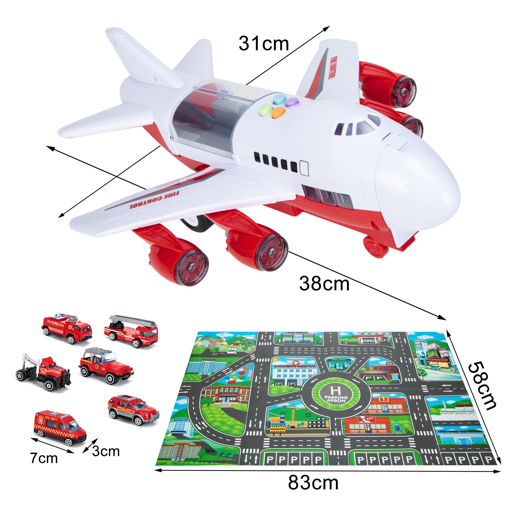 Airplane Car Toys, Plane Toys with Lights and Sounds, Airplane with 6 ...