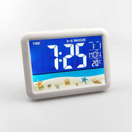 LCD Color Display Clock Big Screen Electronic Child Student Bedside ...