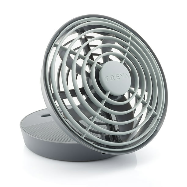Treva 5-Inch Portable USB and Battery Powered Personal Desk Fan, Grey ...