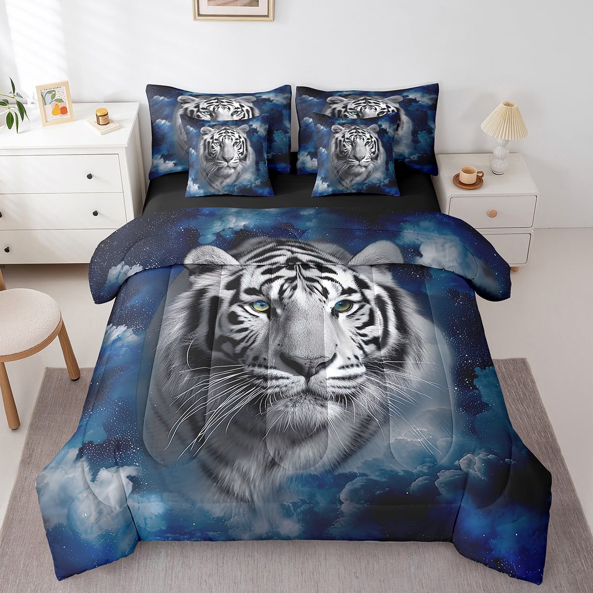 Click here for Yst 7 Piece Galaxy Tiger Comforter Set Twin Size s... prices