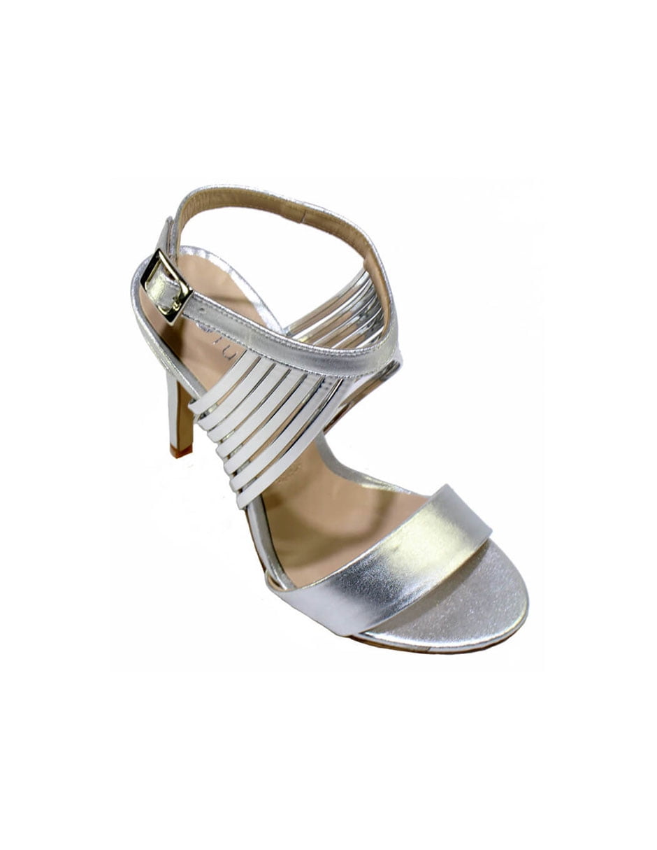 SANDALIAS TACONES VESTIR GIUSTO DAMA MUJER PLATA PIEL GIOSS 1740 LEON ...