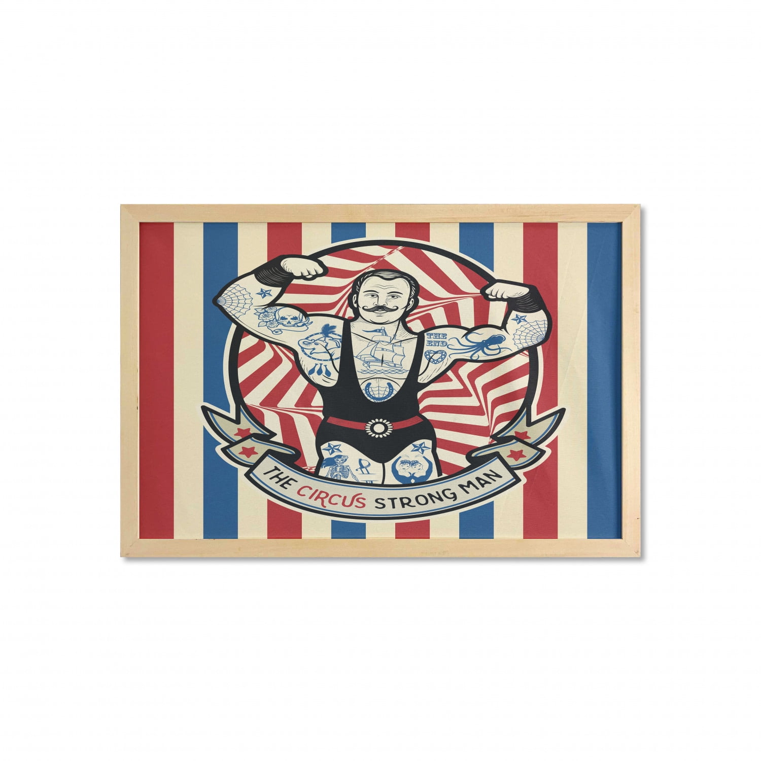 Circus Wall Art with Frame, Nostalgic the Strong Man Tattoos and ...