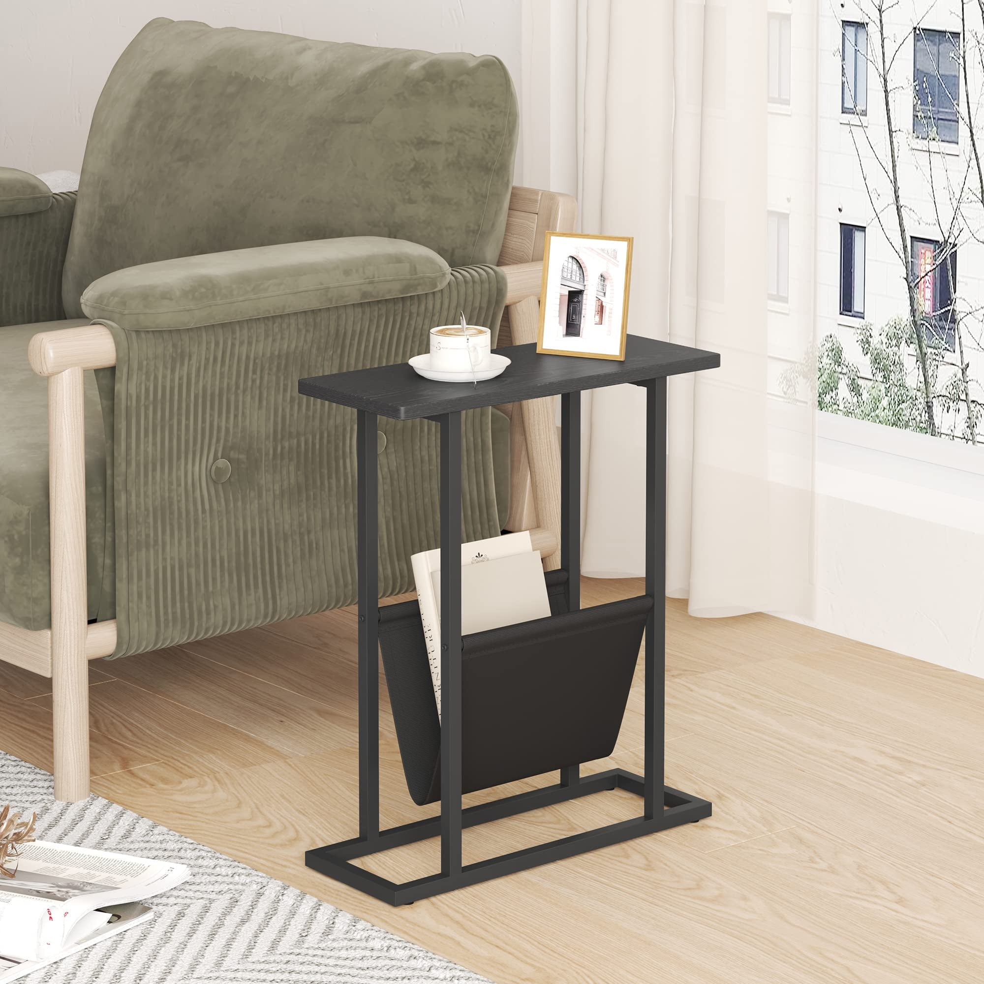 Yusong Small Narrow Side Table for Small Spaces, Slim End Table ...