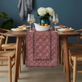 Bohemian Cotton Linen Table Runner Dark Red Vintage Flowers Texture ...