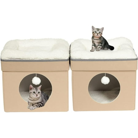 Cat House Cube for Indoor Folding Cats Houses Condos Cat Cave Stackable ...
