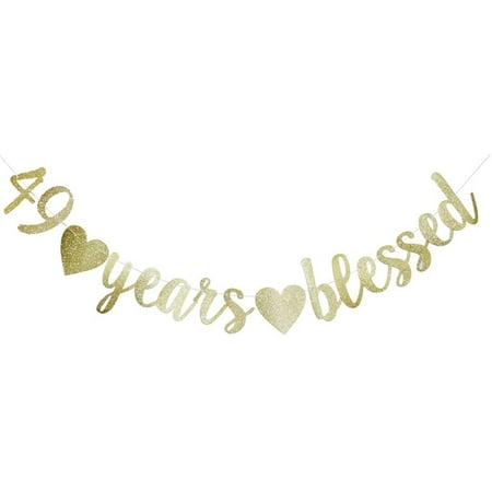 49 Years Blessed Banner, Funny Gold Glitter Sign for 49th Birthday ...