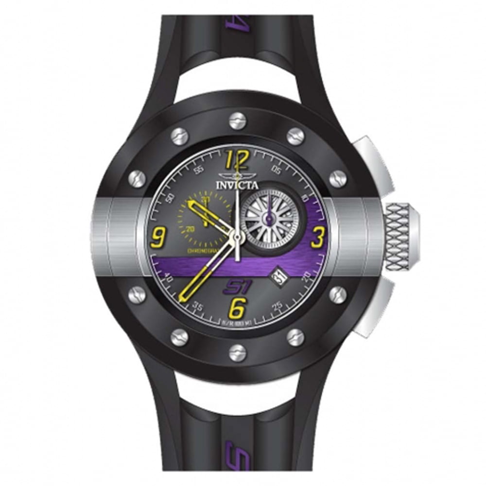 Invicta Men's 11125 S1 Rally Purple Accent Black Dial Black Rubber ...
