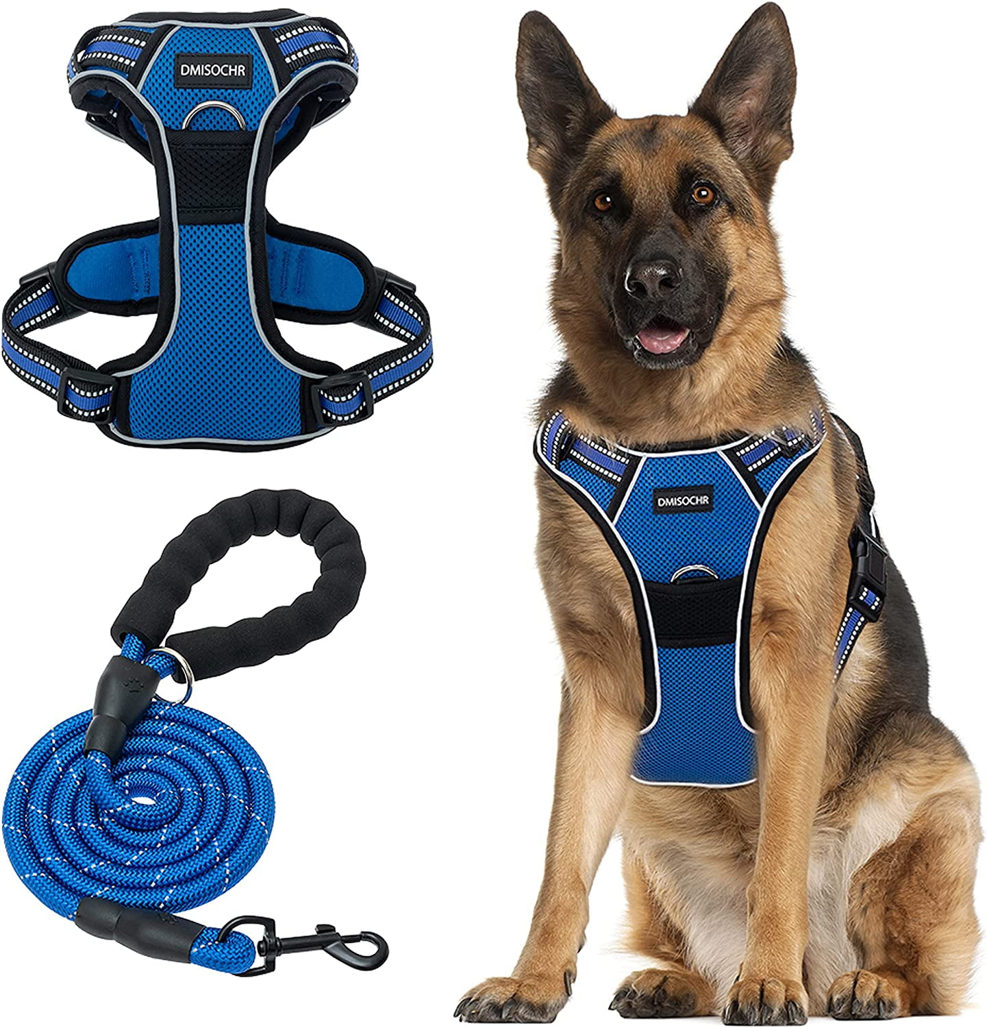 DMISOCHR No Pull Dog Harness and Leash Set Walking Breathable Mesh ...