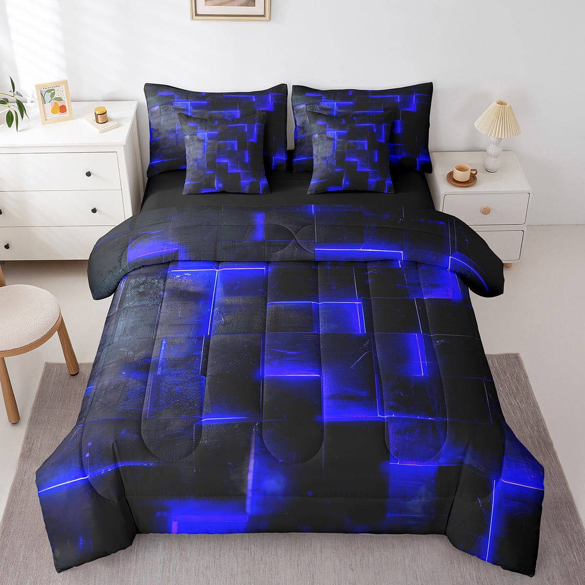 Click here for Yst Navy Blue Black 3d Glowing Buffalo Comforter S... prices