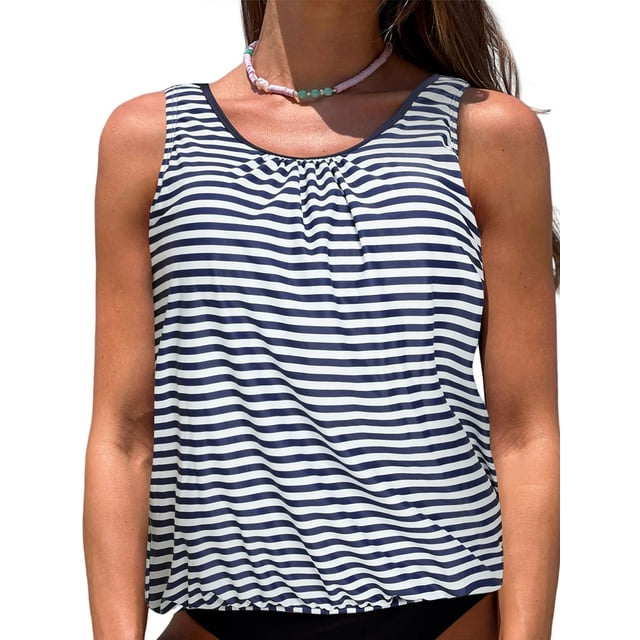 Bikinx Tankini Top Swimsuit Tops For Women Modest Tummy Control Swim Tops Plus Size Bathing Suit
