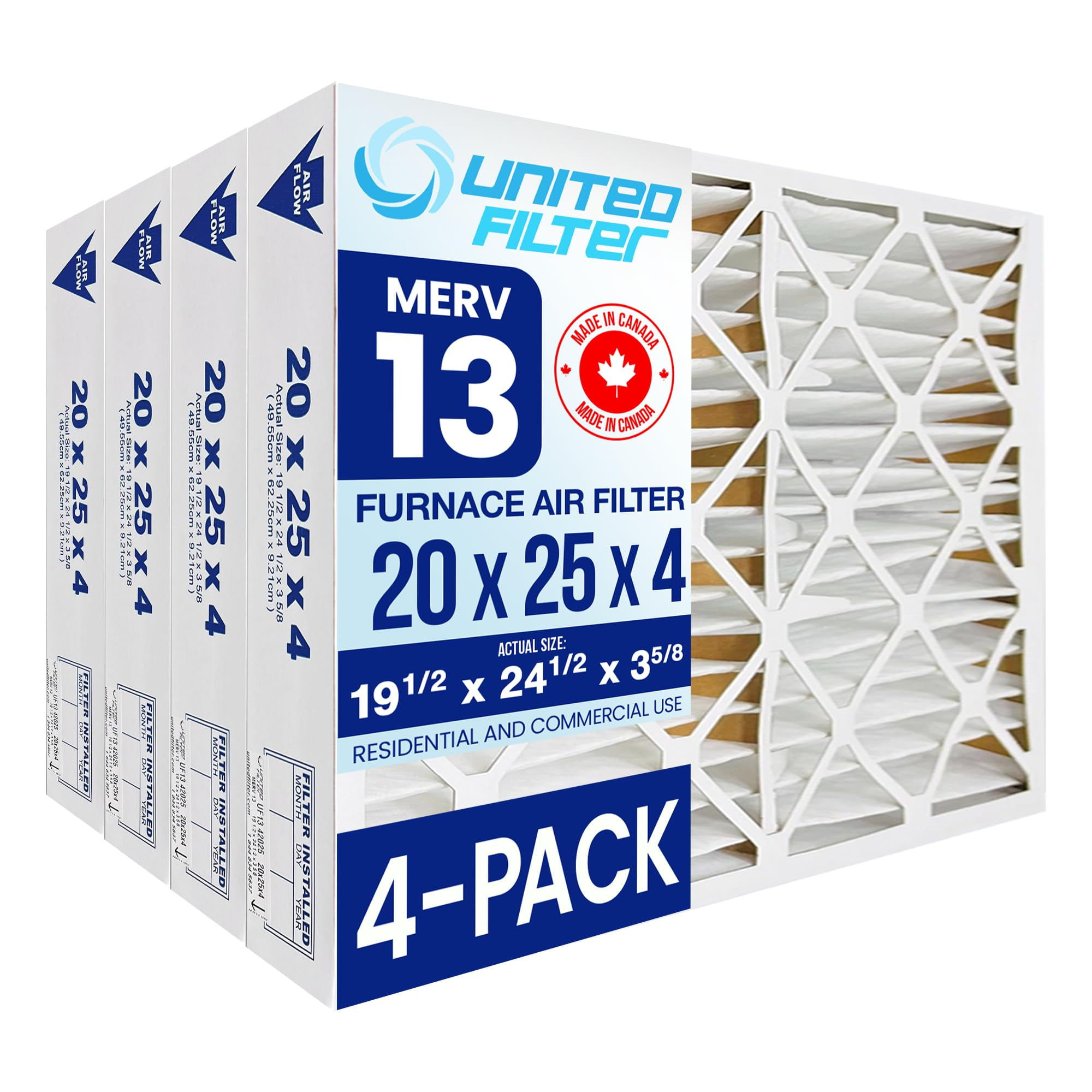 Click here for United Filter 20x25x4 Pleated Merv 13 Furnace Filt... prices