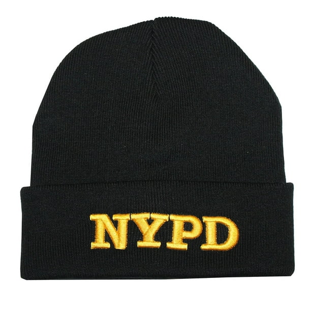 NYPD Winter Hat Police Badge New York Police Department Black & Gold ...