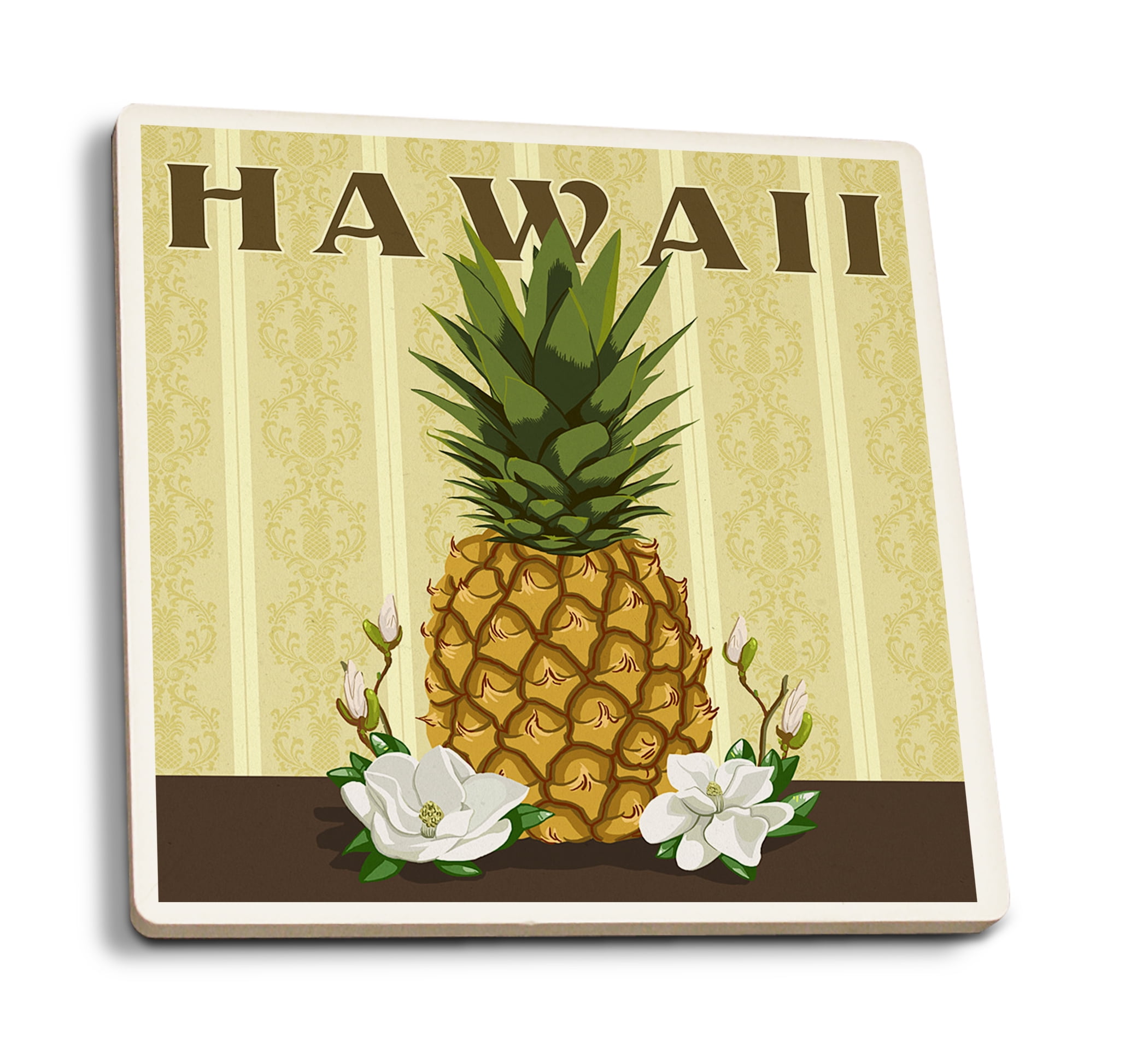 Hawaii, Colonial Pineapple (Absorbent Ceramic Coasters Set of 4 ...