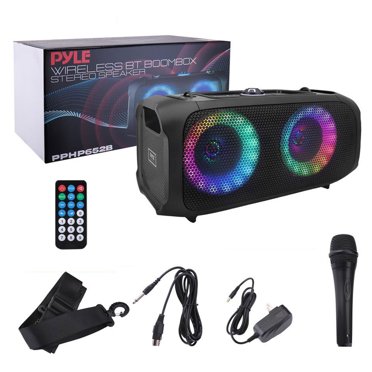 Pyle Wireless Portable Boombox Speaker 600W Rechargeable Speaker ...