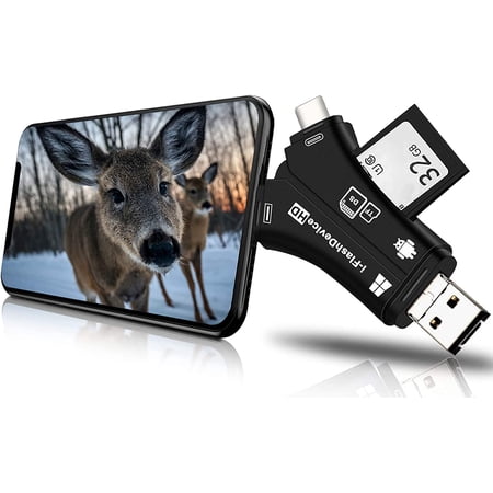 Trail Camera Viewer SD Card Reader, 4 in 1 Hunting Deer Camera Memory ...