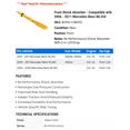 Front Shock Absorber - Compatible with 2006 - 2011 Mercedes-Benz ML350 ...