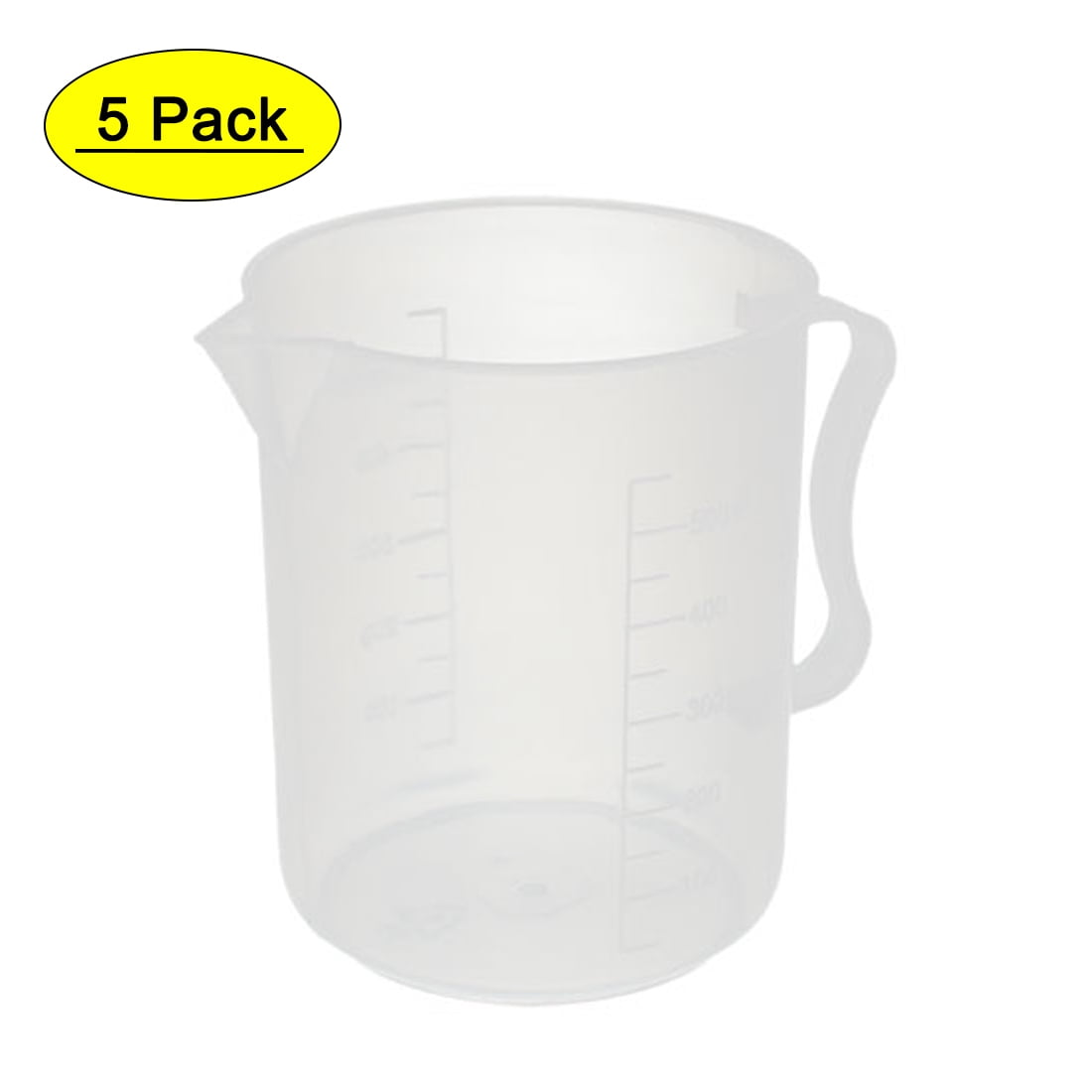 5Pcs Round 500ML Plastic Measurement Cup w Cup Handle Laboratory ...