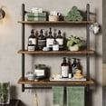 "Bestier 31"" Modern Industrial Wood & Metal 3-Tier Floating Wall Shelf ...