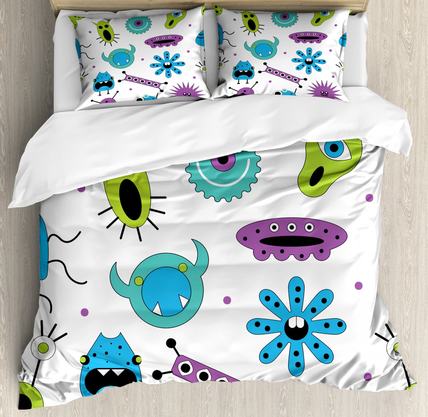 Crazy Duvet Cover Set King Size, Colorful Monster Design with Various ...
