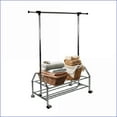 Garment Rack Chrome Metal Extendable Bar with Casters | Metal | Bedroom ...