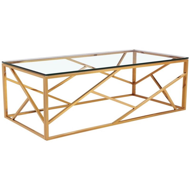 Uptown Club Calypso Transitional Glass Top Coffee Table in Gold ...