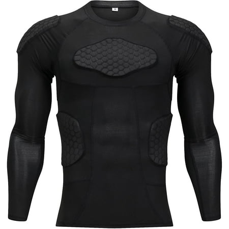 Padded Compression Shirt Chest Protector Undershirt for Football Soccer Paintball Shirt-Long ...