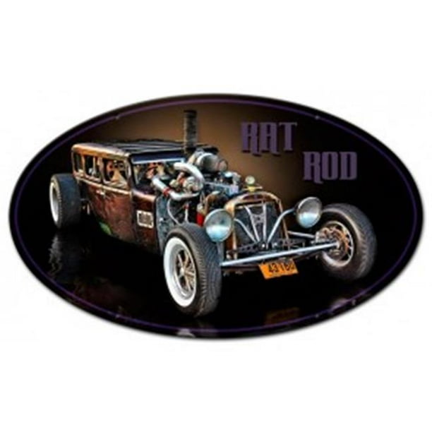 Rat Rod Studios RRS011 12 x 18 in. Montana Rat Rod Oval Metal Sign ...