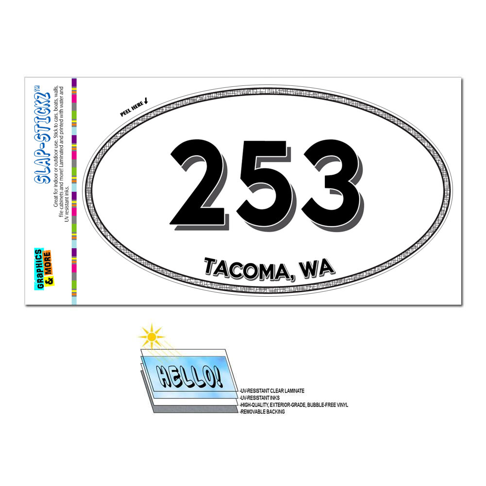 253 - Tacoma, WA - Washington - Oval Area Code Sticker - Walmart.com
