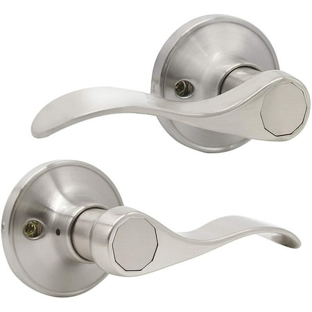 Satin Nickel Door Levers, Wave Style Door Handles with Double Cylinder ...