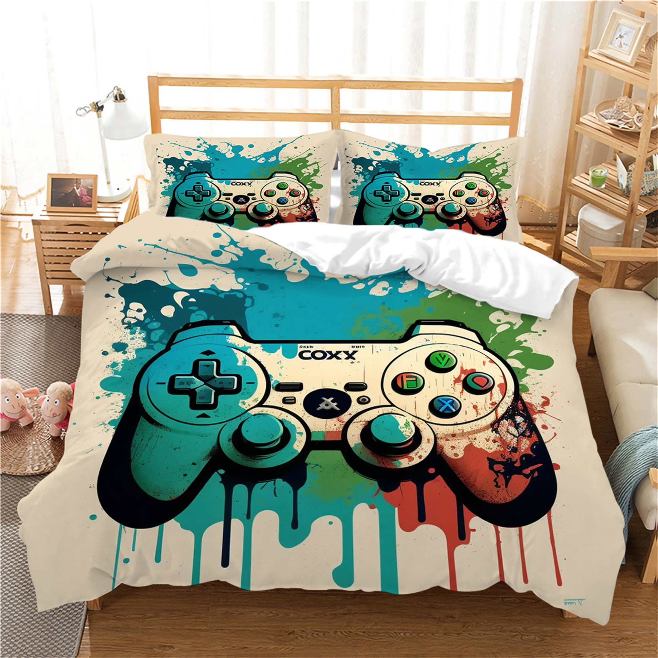 Cartoon Style Duvet Covers Game Handle Printing Bed Set Teens Newly ...