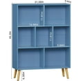 Blue Bookshelf,3 Tier Modern Bookcase with Legs,Bookshelves Wood ...